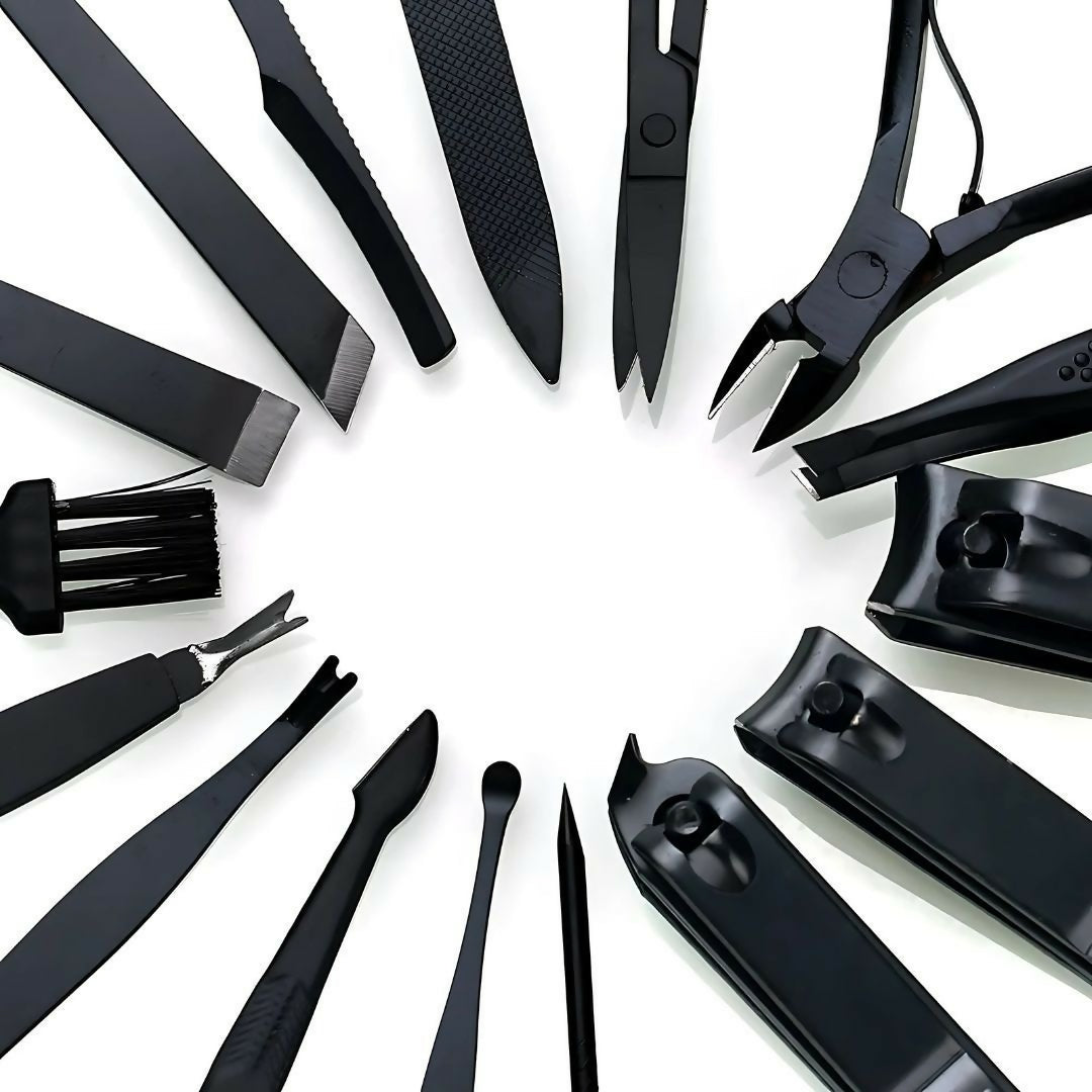 16 in 1 Stainless Steel Nail Tools Kit Set - Brown – WooTech Online ...