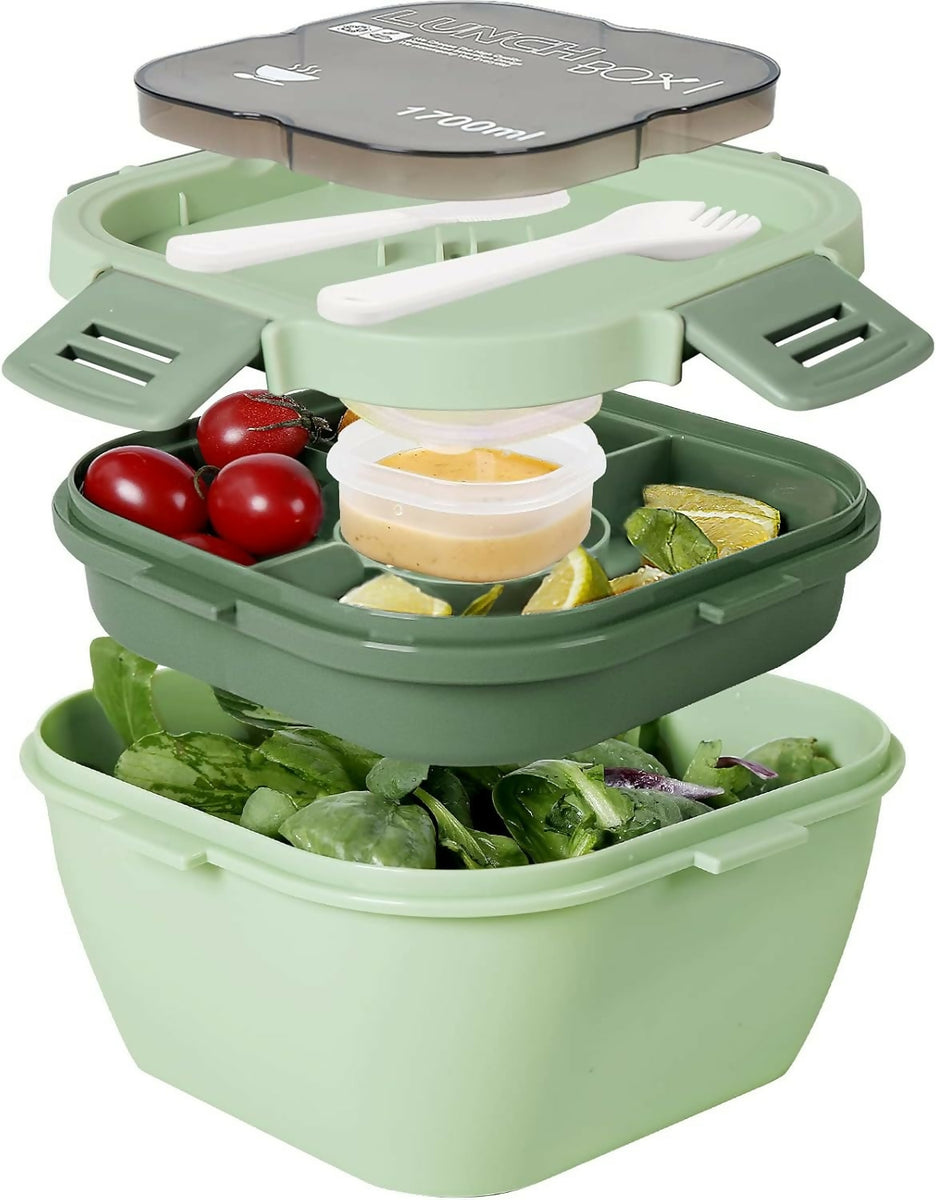 Green Salad Container with Dividers – WooTech Online Wholesaler In SA