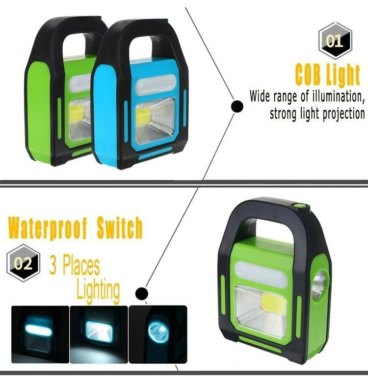 COB working emergency light mobile lantern solar powered - Green ...