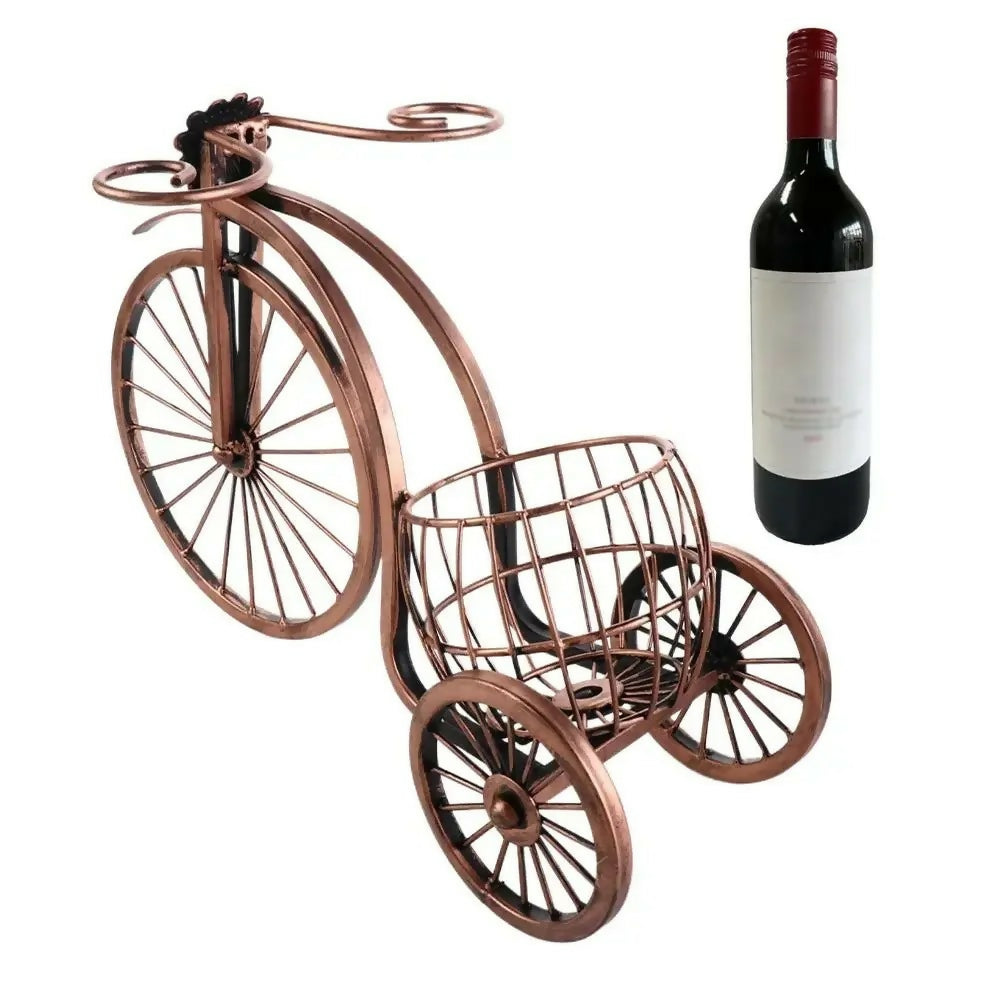 Tricycle Shape Single Wine Bottle Rack with 2 Wine Glass Holders ...