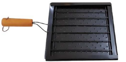 Stainless Steel BBQ Toaster Black With Wood Handle Steel Roasting Net ...