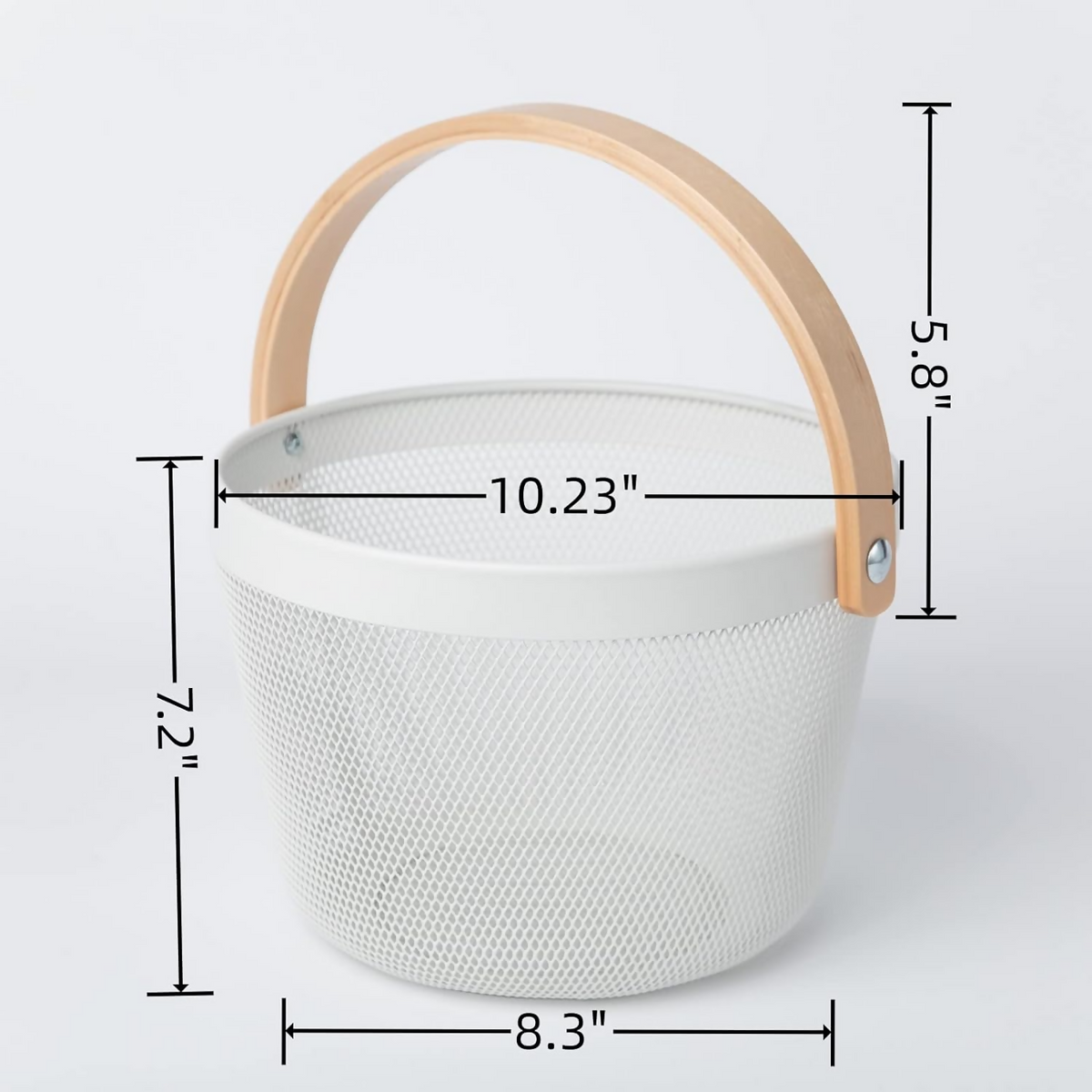 Small Circular Basket with Wood or Bamboo Handle White – WooTech Online ...