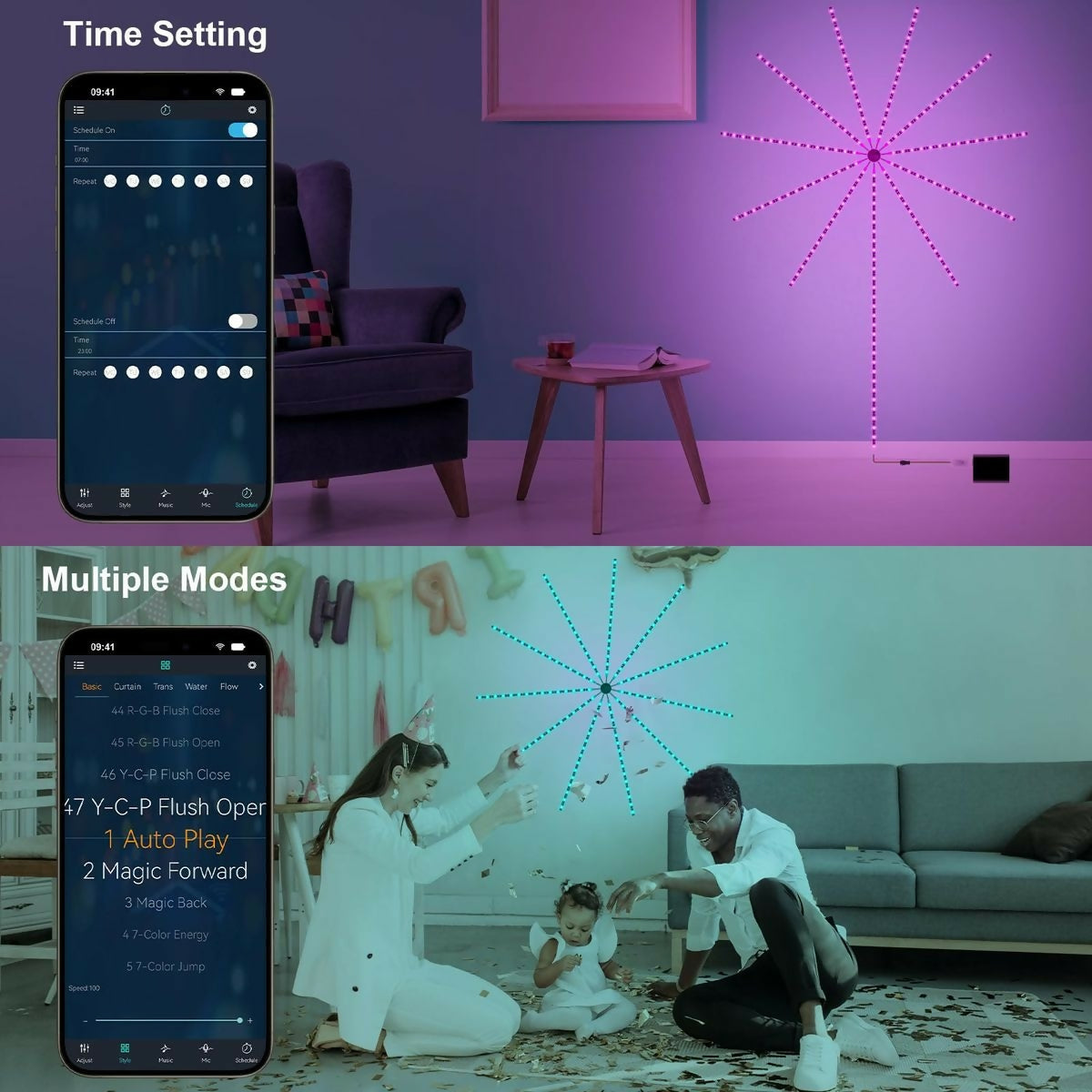 Fireworks LED Lights - Sync with Music, Remote Control, RGB Room Light ...