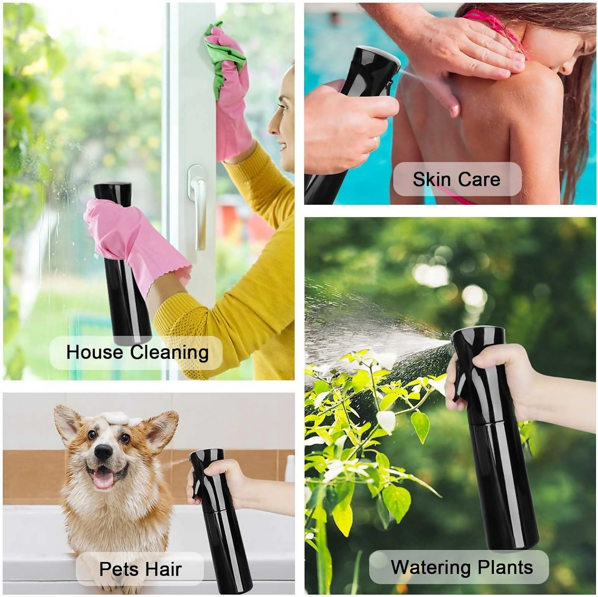 2 Spray Bottle, 300 ml Fine Mist Spray Bottle Sprayer for Hair Gardeni ...